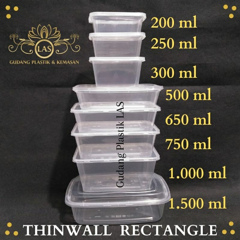 Jual Thinwall Kotak 200ml / 250ml / 300ml / 500ml / 650ml / 750ml / 1000 ml / 1500 ml | Shopee ...