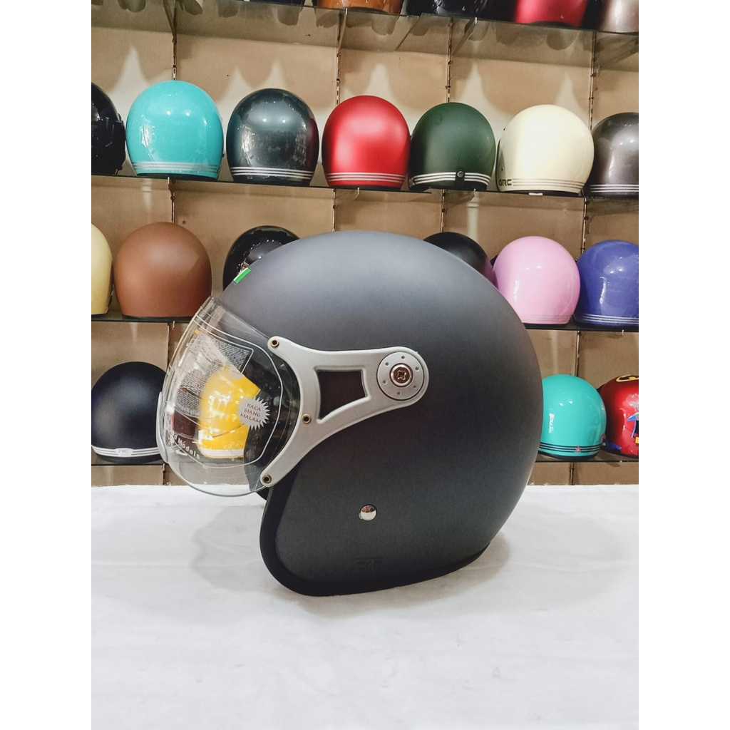 Jual Lubro Italy Helm Half Face Dewasa Kaca Pilot Warna Abu Doff ...