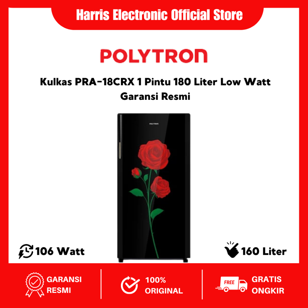 Jual Kulkas 1 Pintu POLYTRON PRA 18 CRX BELEZA Glass Door 180 Ltr Ice ...