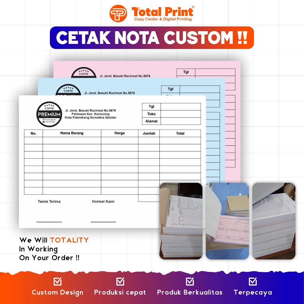 Jual Nota custom / Nota Usaha / Nota bon faktur / Nota 1 ply / Nota 2 ...