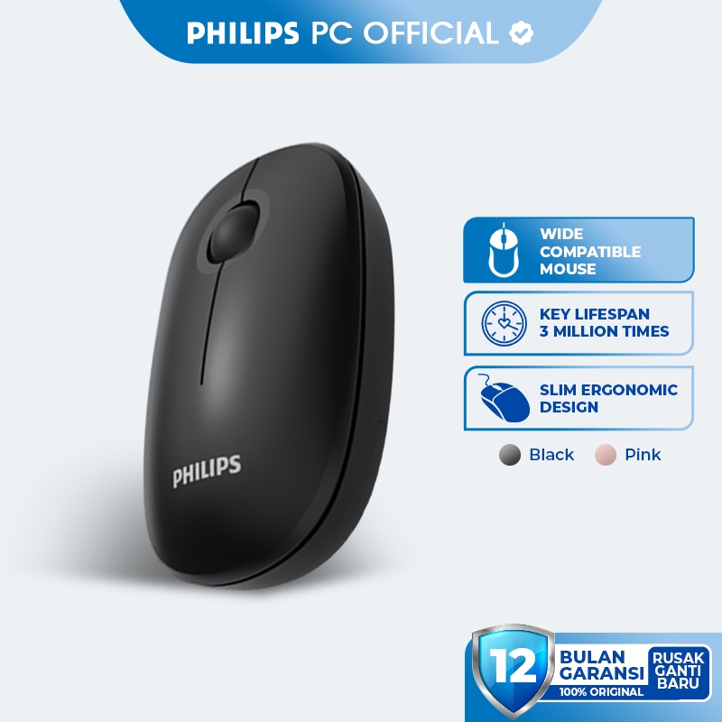 Jual Philips Mouse Wireless Optical 1600 DPI Silent Click Original ...