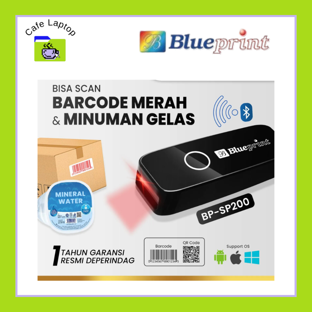 Jual Mini Barcode Scanner Portable 2D SP200 BLUEPRINT - USB Bluetooth | Shopee Indonesia