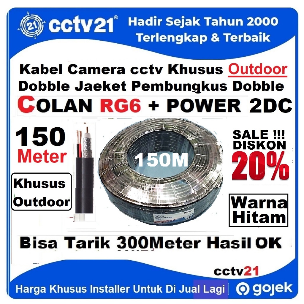 Jual Kabel / Kamera / cctv Khusus Outdoor Coaxial RG6+Power 150M COLAN ...