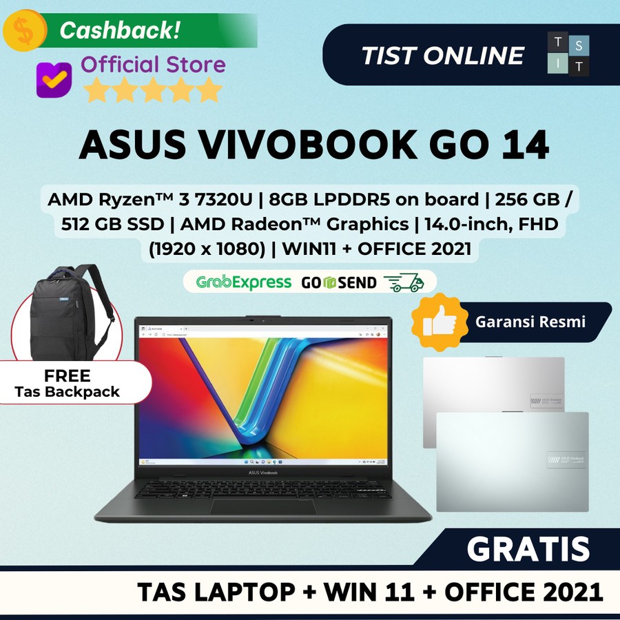 Jual ASUS VIVOBOOK G0 14 E1404FA AMD R3-7320U RAM 8GB 256GB/512GB SSD ...