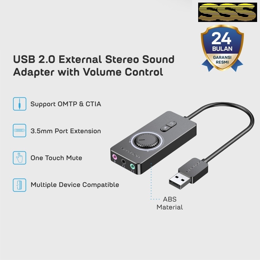 Jual Vention USB Universal Sound Card External Stereo Sound Adapter ...