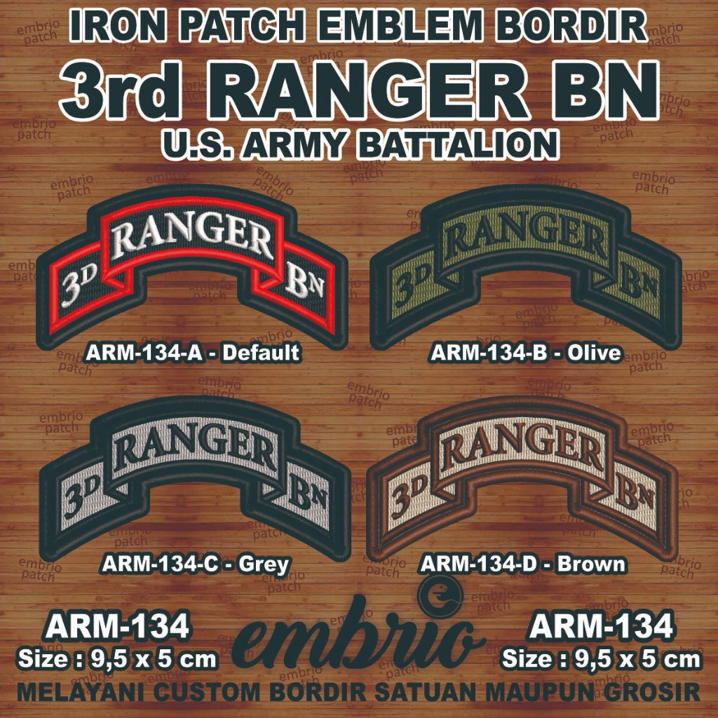 Jual ARM-134 Patch 3rd RANGER BATTALION BN US Army Shoulder Sleeve ...