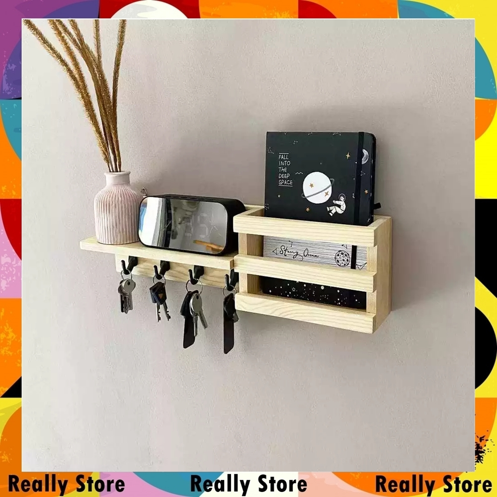 Jual Rak Gantungan Kunci Rak Dinding Kayu Tampat Alat Masak Serbaguna ...