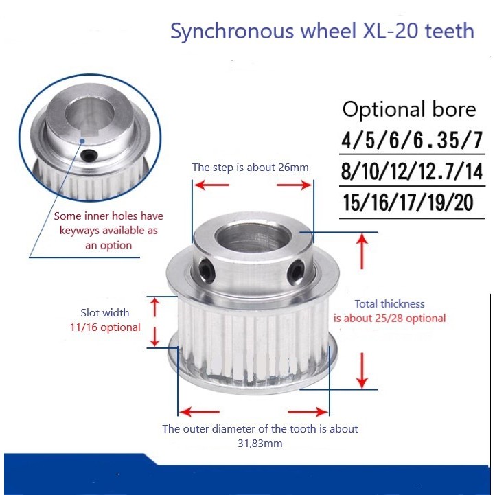 Jual Synchronous Wheel XL20 Tooth/ Synchronous Belt Pulley (8621B ...