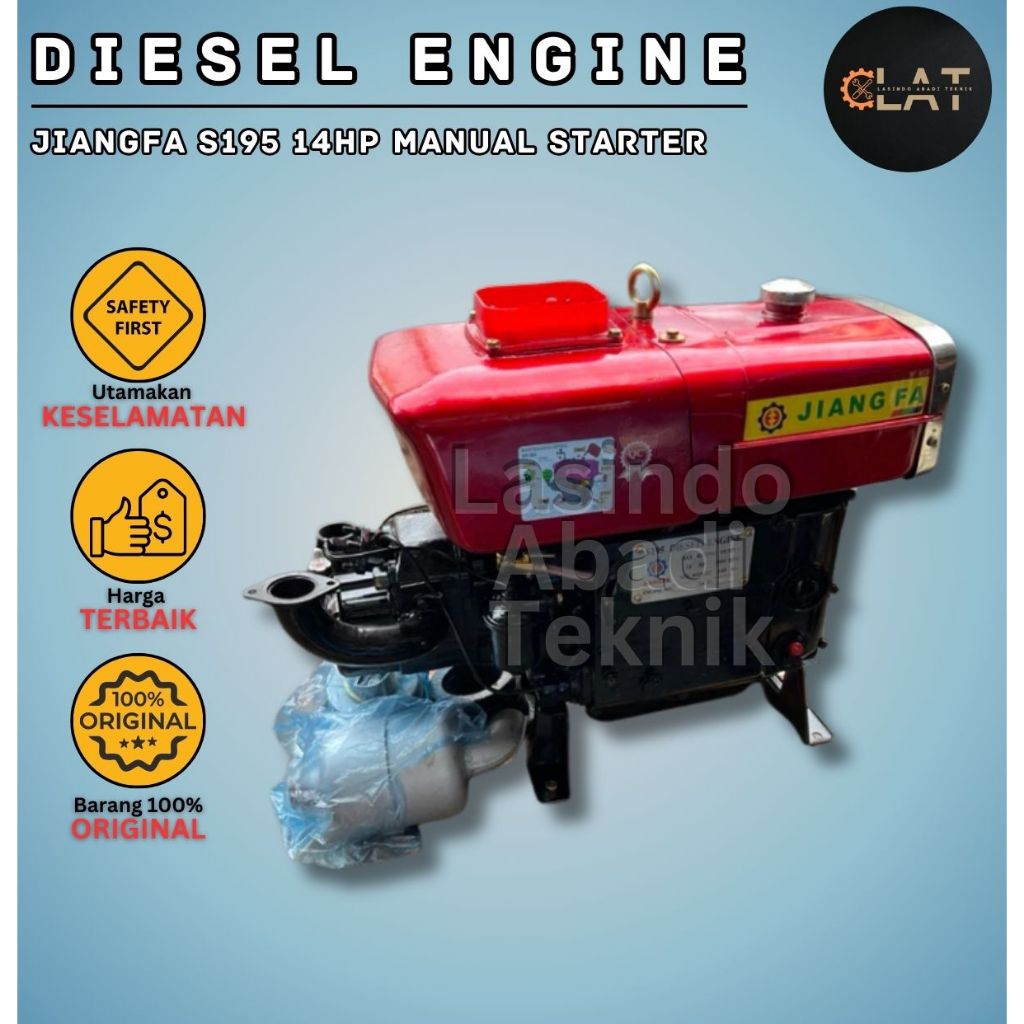 Jual Engine Penggerak Diesel Jiangfa S195 12PK 14HP Mesin Solar Jiang Fa S 195 12 PK 14 HP ...