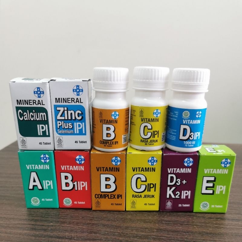 Jual Vitamin IPI - IPI All Varian (A B complex B1 C D3 D3+K2 E mineral calcium zinc plus ...