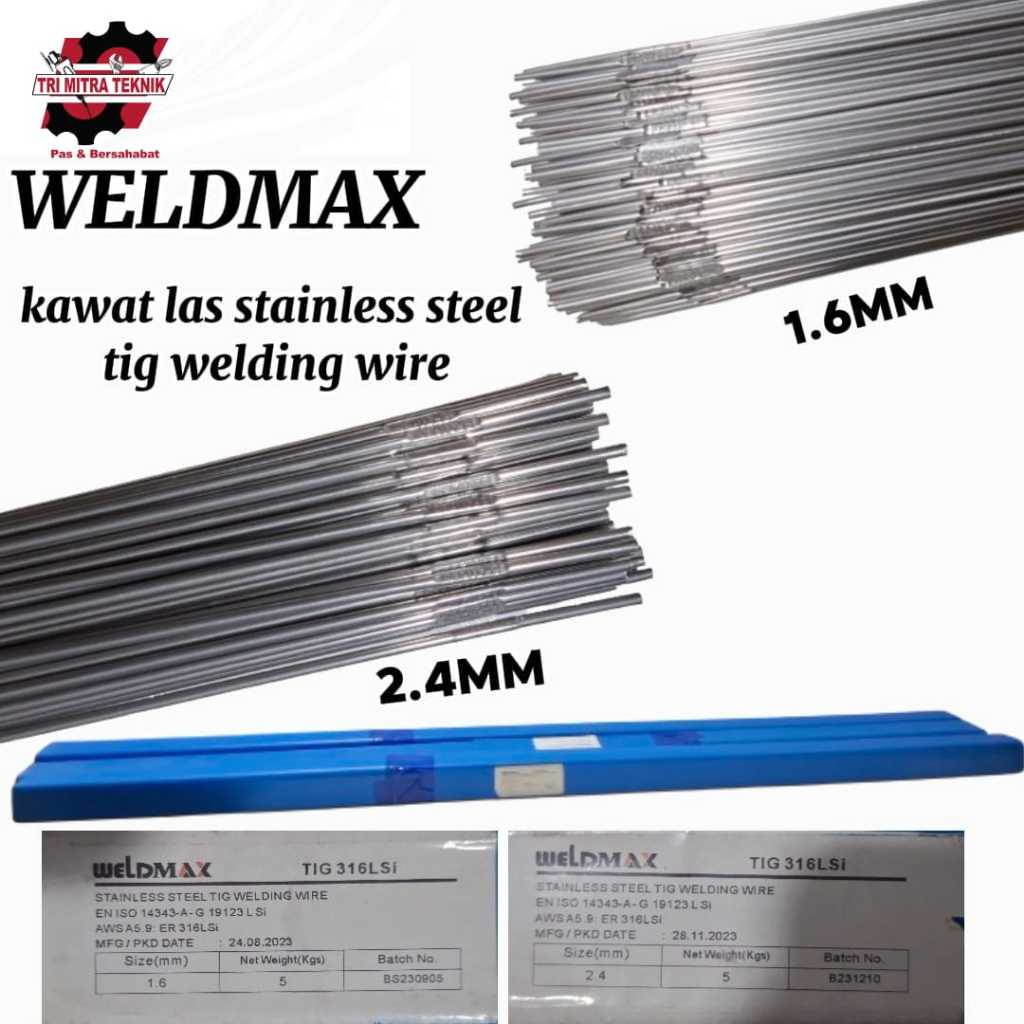 Jual "KAWAT LAS ARGON STAINLESS 316LSI WELDMAX-TIG FILLER SS 316LSI - 1 ...