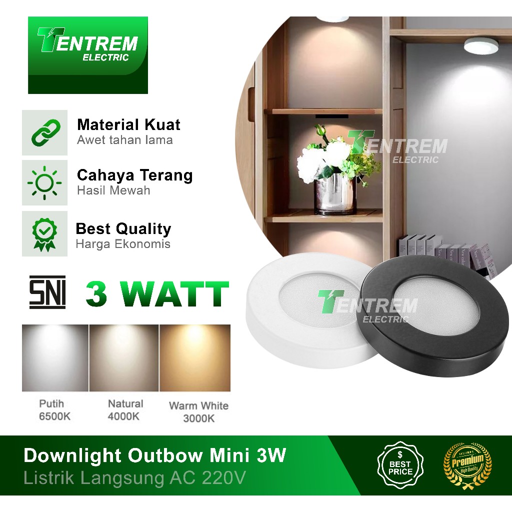 Jual Lampu Tempel Plafon LED 3W Downlight Outbow Slim Tipis Terang ...