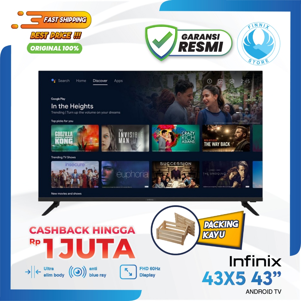Jual (+Packing Kayu) Infinix Smart TV 43x5 43" Inch FHD Smart TV ...