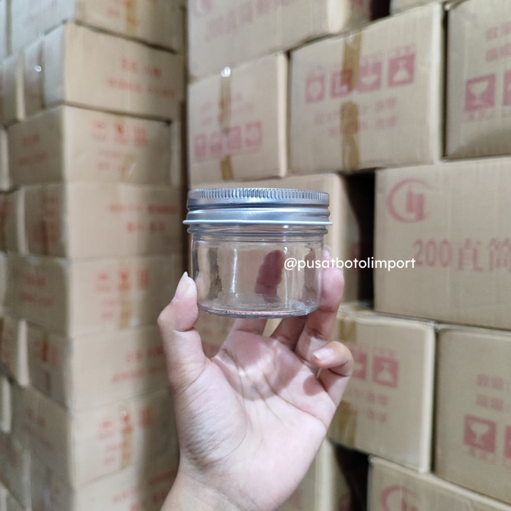 Jual Jar Kaca Tutup Silver 180ml / Toples Kaca Bulat Tutup Silver 180ml / Strait Glass Jar ...