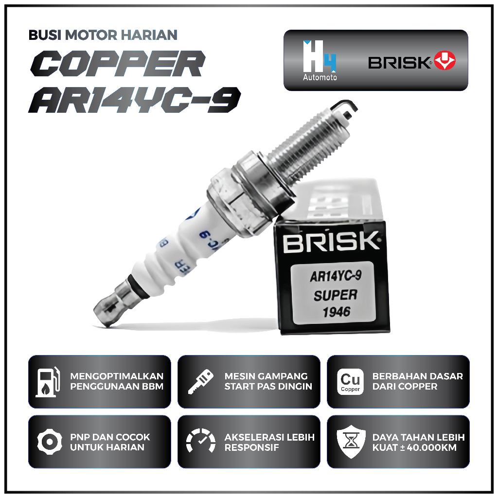 Jual Busi Motor Brisk Copper AR14YC-9 Racing Original Brisk | Shopee ...