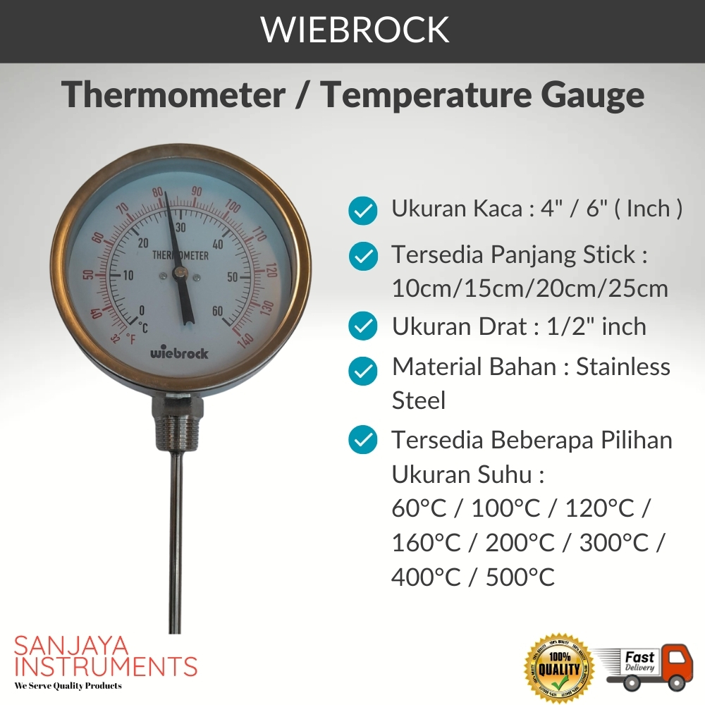 Jual Thermometer Stick Temperature Gauge Bimetal 4" inch tipe Raket 60C ...