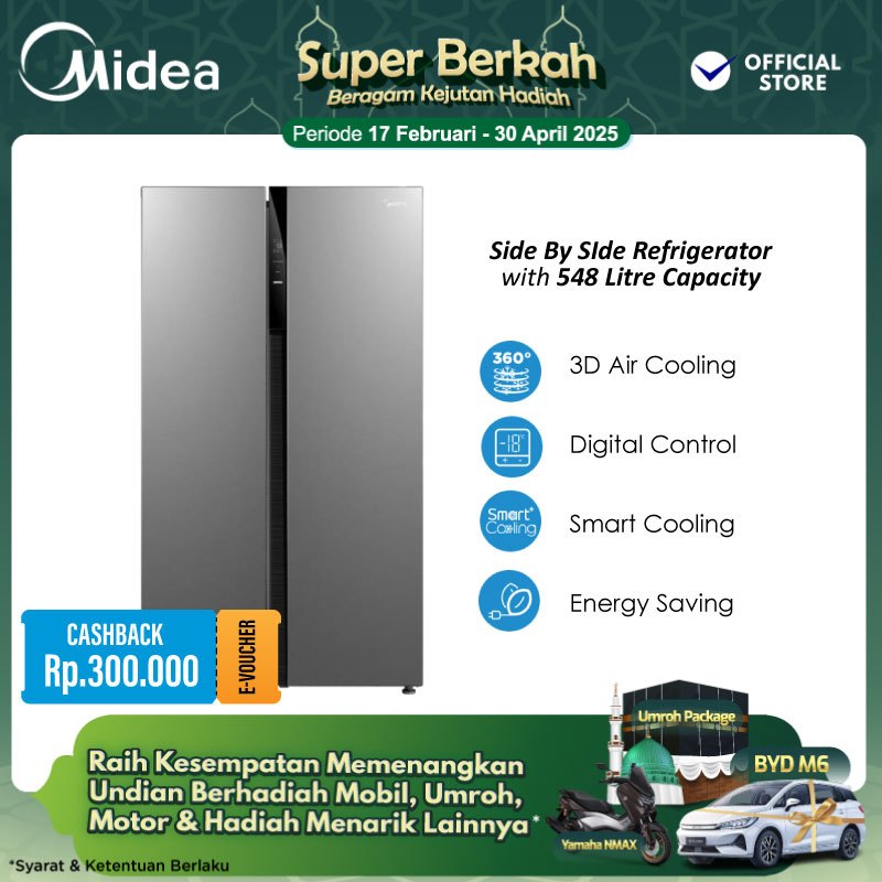 Jual Midea Kulkas Side by Side / Kulkas 2 Pintu Kapasitas 548L - Model ...