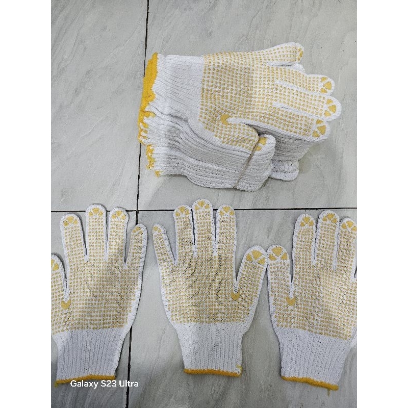 Jual Sarung tangan bintik kuning,sarung tangan kerja,sarung tangan kain ...
