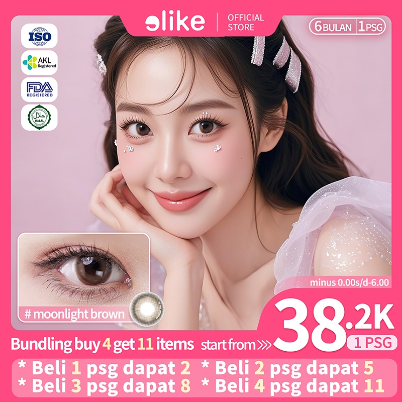 Jual ELIKE moonlight brown Contact Lens softlens 14.0MM normal/minus ...