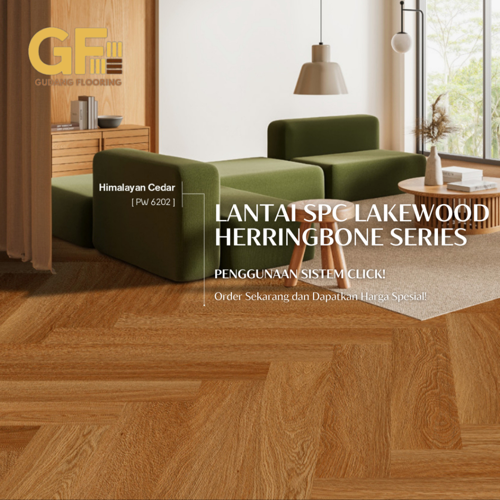 Jual SPC LAKEWOOD HERRINGBONE SERIES | Lantai SPC 6mm | SPC Flooring | Shopee Indonesia