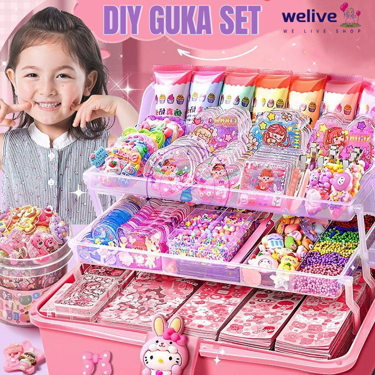 Jual 1855pcs DIY Guka Gantungan Kunci Akrilik Guka Set Mainan Anak-anak ...