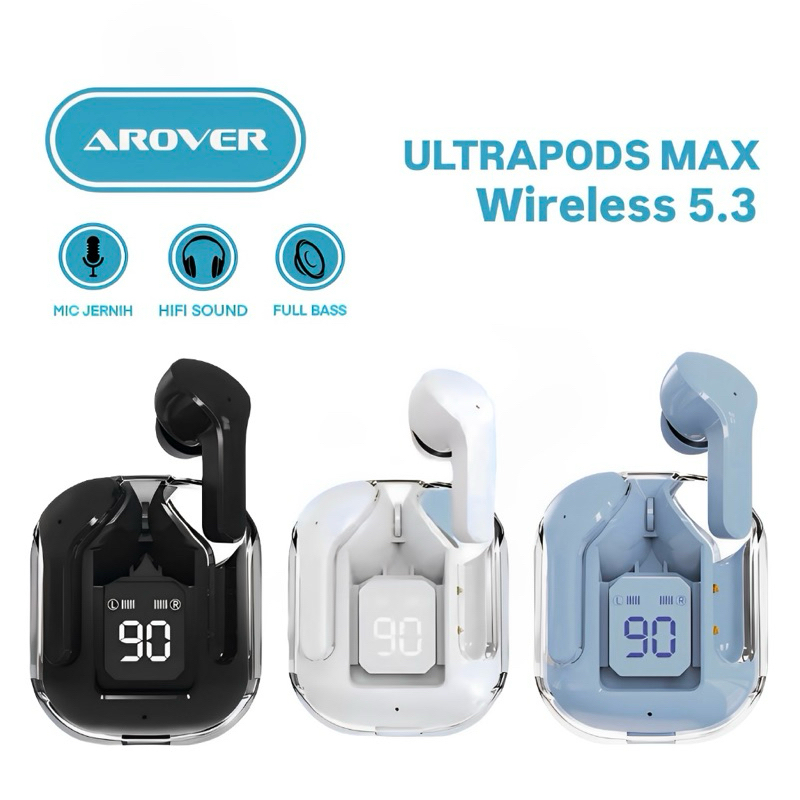 Jual TWS EARPODS ULTRAPODS MAX BLUETOOTH AROVER 5.3 GREAT A++ SUARA DAN ...