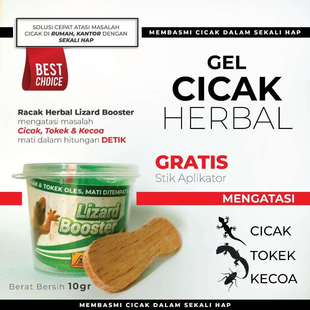 Jual Lizard Booster Racak Herbal Gel Racun Pembasmi Cicak Tokek Kecoa ...
