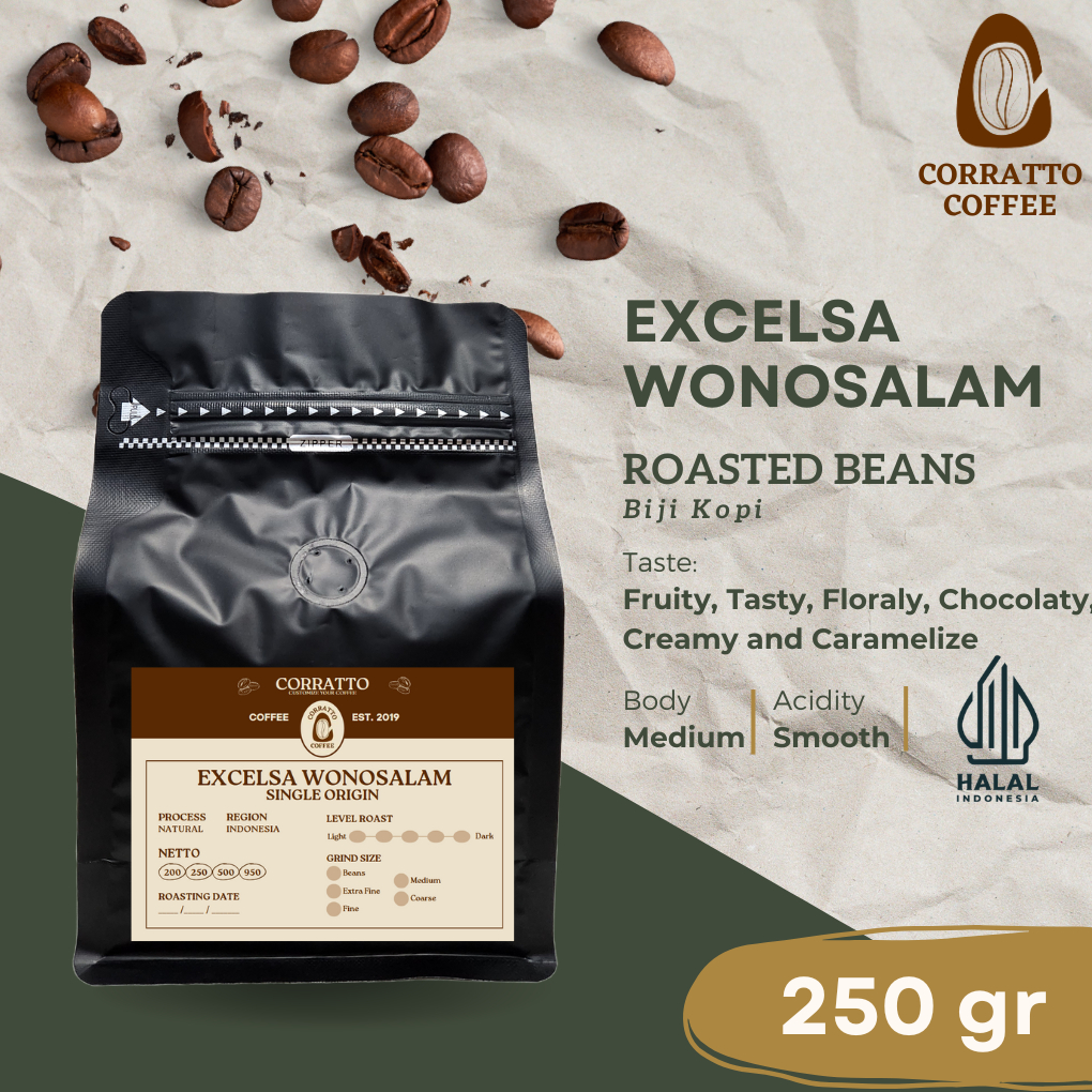 Jual Biji Kopi Excelsa Wonosalam 250 gram Corratto Coffee | Shopee ...