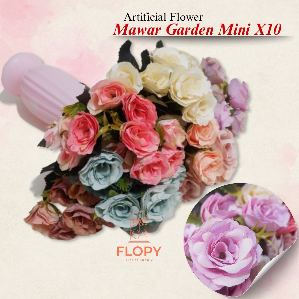 Jual [ 5 Cabang ] Artificial Mawar Garden Mini X10 / Bunga Mawar ...