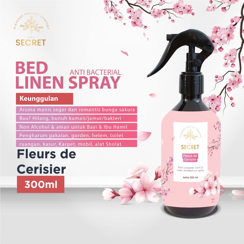 Jual Mrs Secret - PREMIUM Room & Linen Spray ANTI BAKTERI NON ALCOHOL 300 ml | Pengharum Ruangan ...