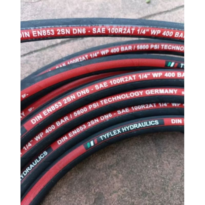 Jual selang hidrolik 1/4 R2 400 BAR selang oli angin minyak | Shopee Indonesia