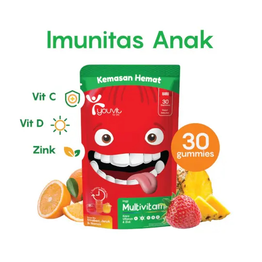 Jual YOUVIT GUMMY RASA STROBERI, JERUK & NANAS 30 TABLET - Vitamin-dan ...