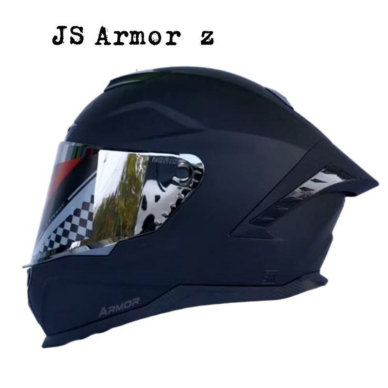 Jual helm js armor z full face visor silver carbon solid helmet motor ...