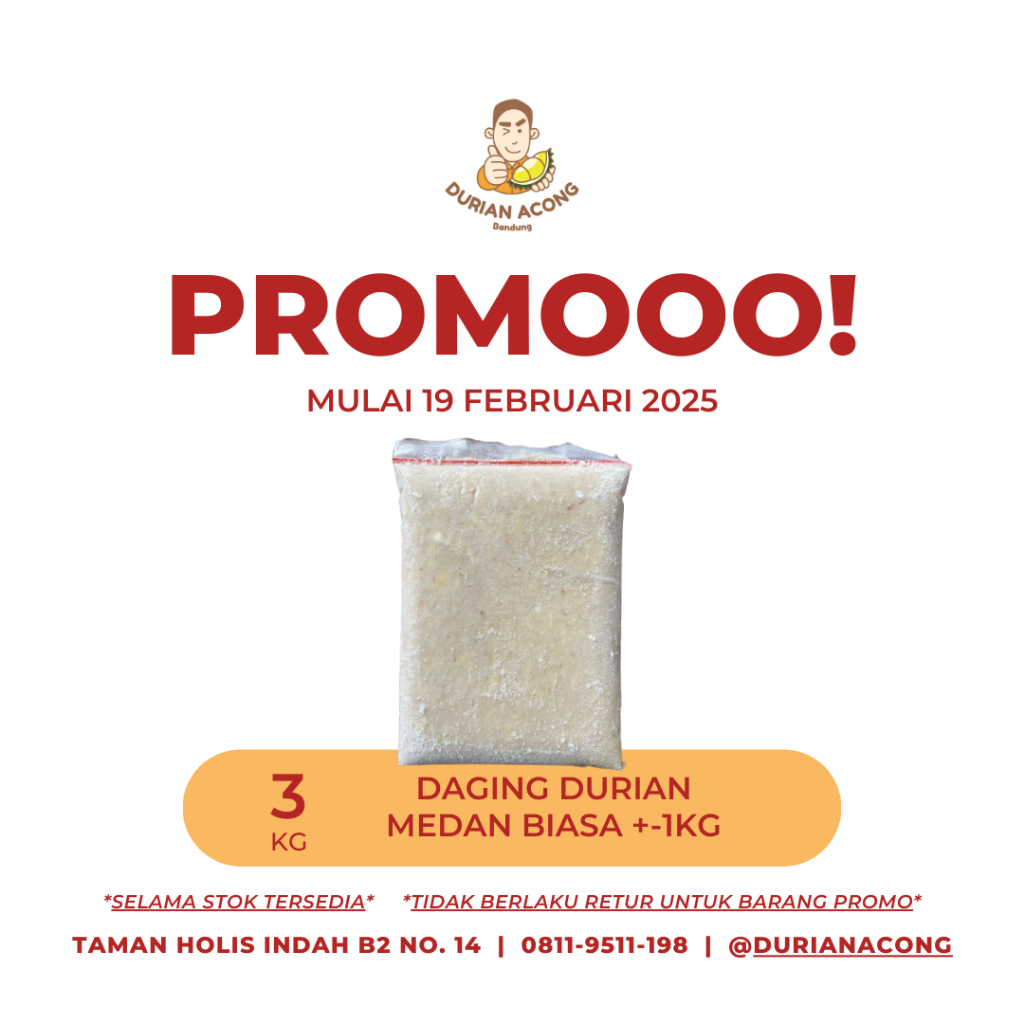 Jual PROMO - 3KG Daging Durian Medan Biasa +-1kg | Shopee Indonesia