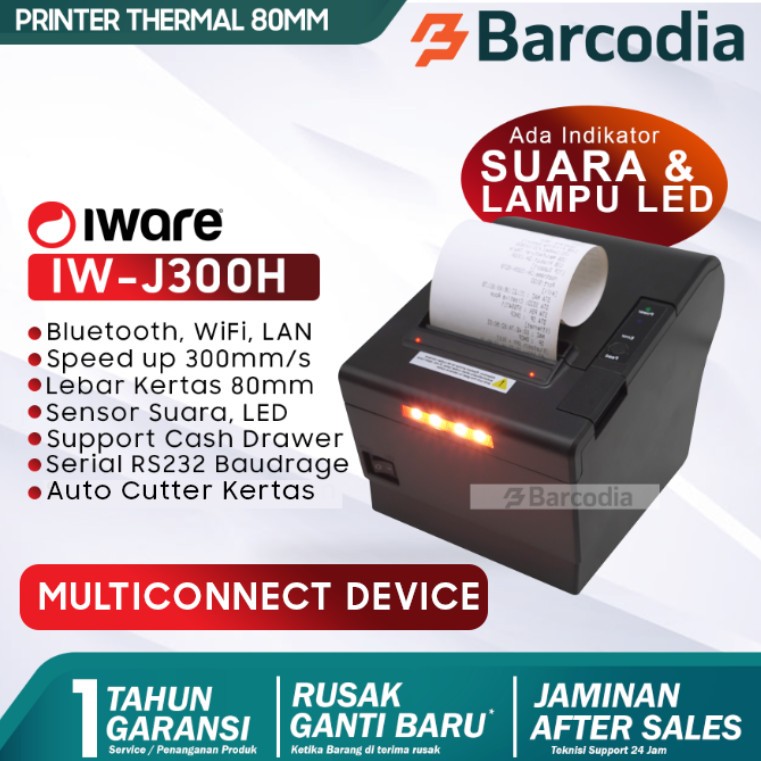 Jual BARCODIA Printer Thermal Iware J300H 80MM With Alarm Koneksi USB ...