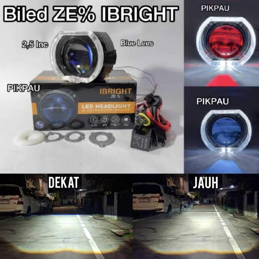 Jual PACKET BUNDLING Lampu Biled ZE% Original 2,5inc Blue Lens | Shopee ...