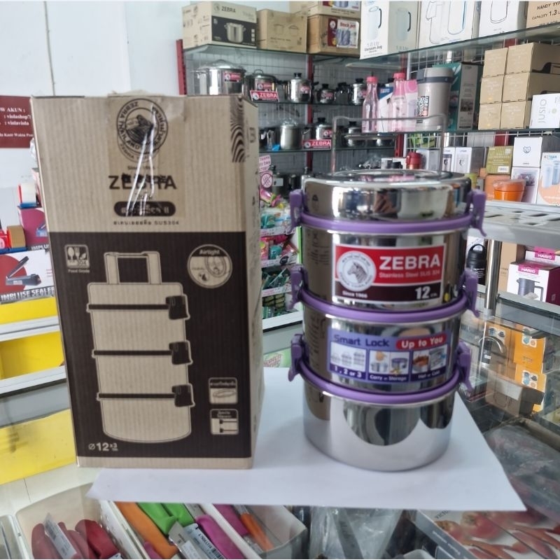 Jual 150235 Food Carrier Smart Lock II Zebra D12cm,x3susun, Rantang ...