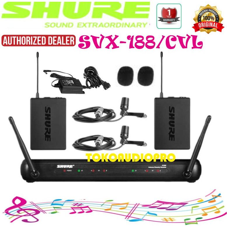 Jual Mic Shure SVX188/CVL Dual Lavalier Wireless Microphone Clip On SVX-188/CVL | Shopee Indonesia