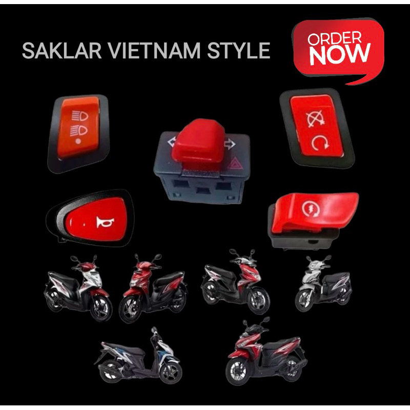 Jual SAKLAR VIETNAN MATIK IMPORT Saklar Starter Engine Tombol Warna Merah Vietnam Lampu Beam ...