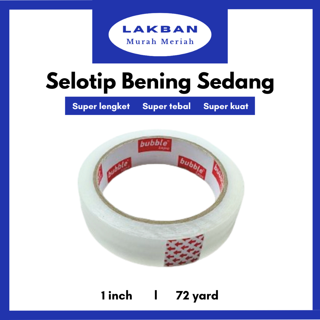 Jual [PCS] Isolasi Sedang 24 mm x 72 yard Selotip Lakban Bening Ukuran ...