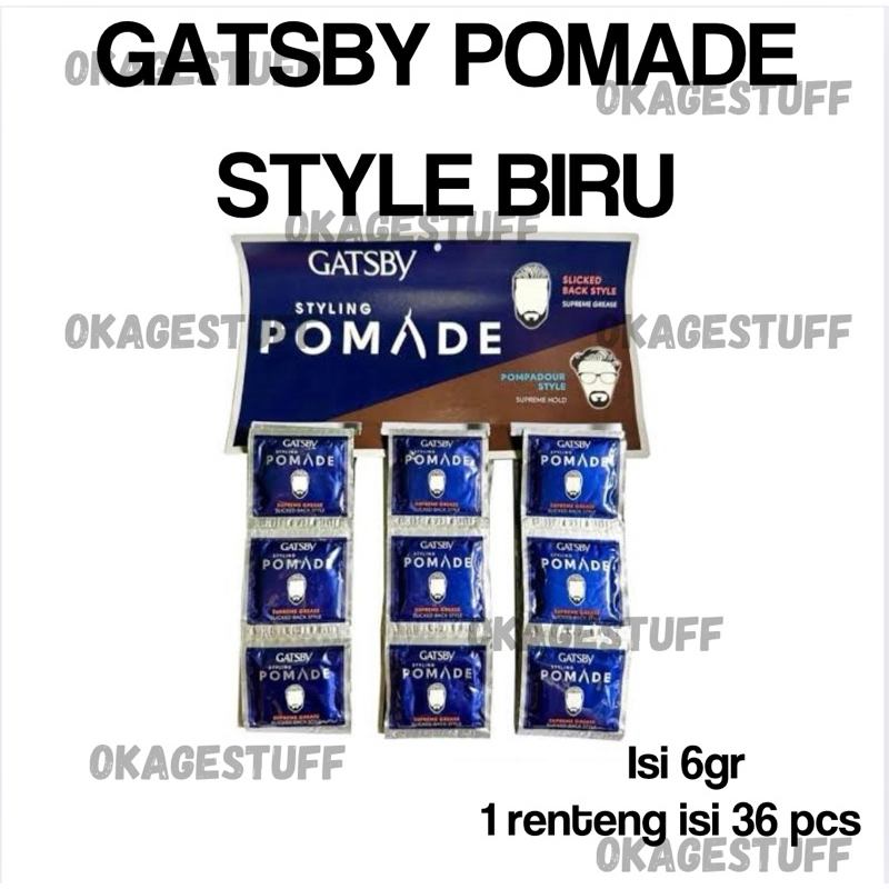 Jual (1pak isi 36 biji) GATSBY POMADE STYLE WARNA BIRU ISI 6g | Shopee ...