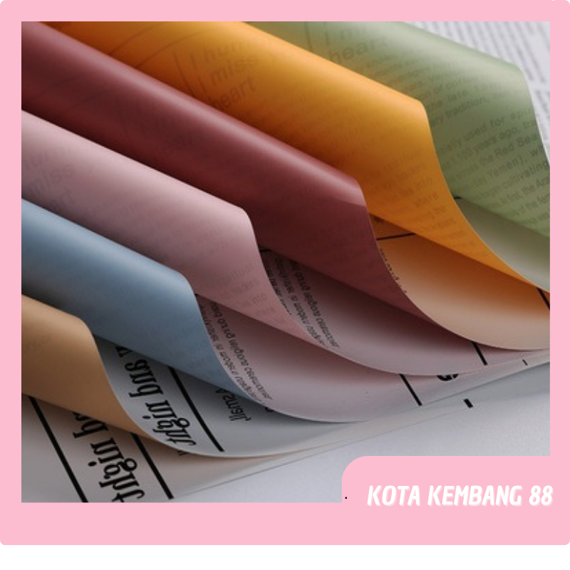 Jual 20 LEMBAR Flower Wrapping Paper Bicolor Buff Newspaper Cellophane ...