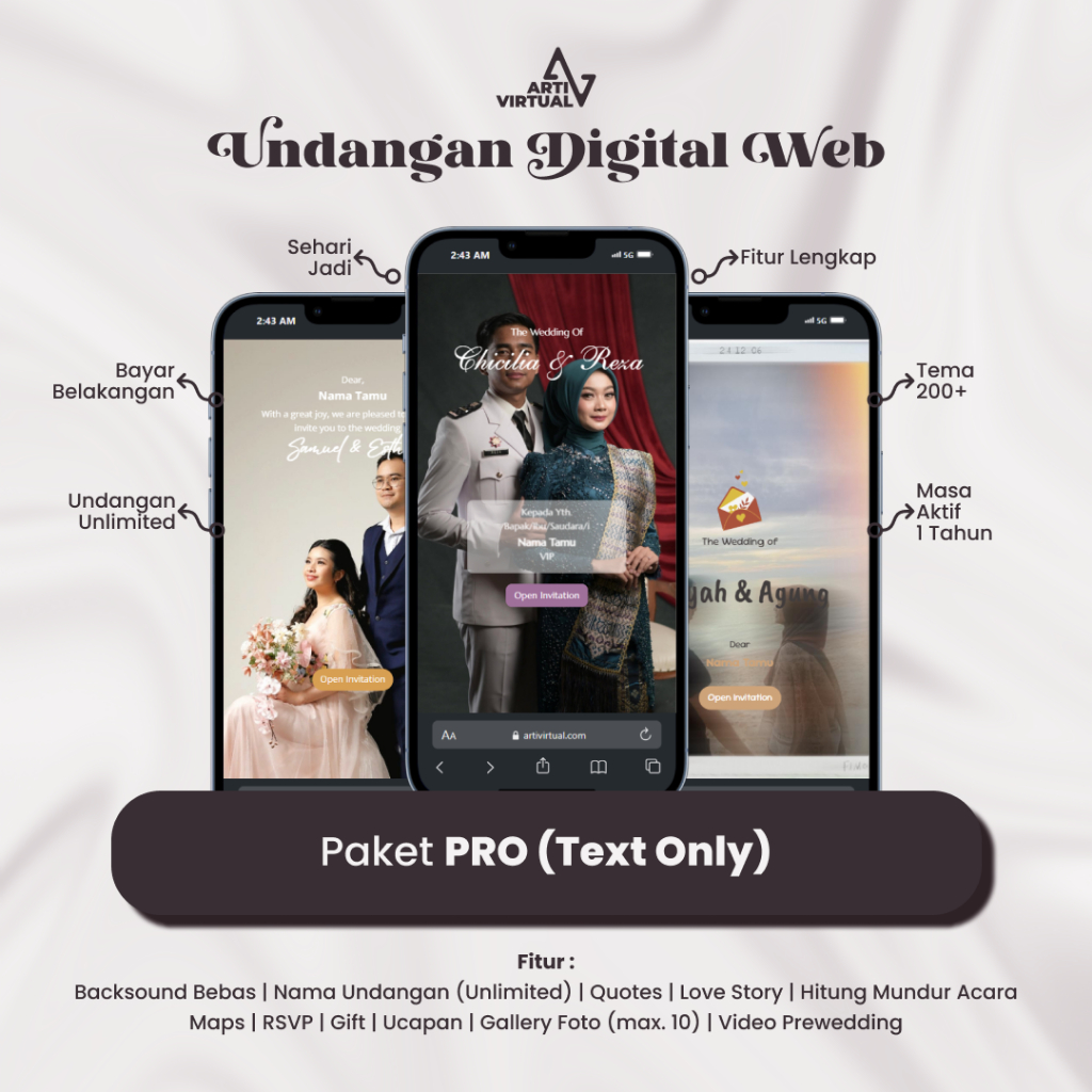 Jual Undangan Pernikahan Digital Website Paket Pro (Foto dan Video ...
