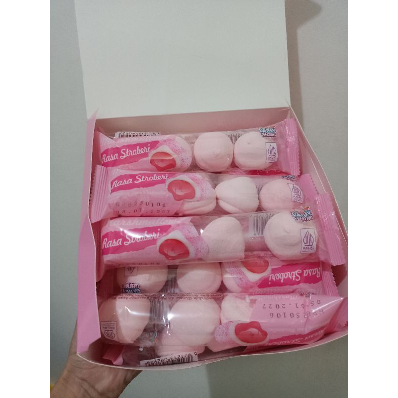 Jual HALAL MARSHMALLOW RASA STROBERI ECER (1PS) | Shopee Indonesia