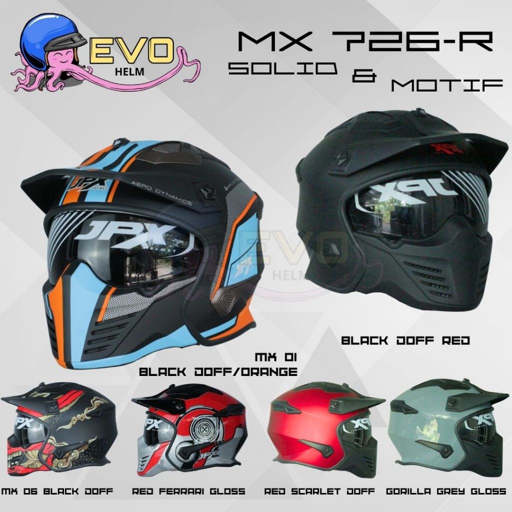 Jual HELM JPX MX726R SOLID & MOTIF DUAL MODE INNER ORIGINAL 100%, HELM ...