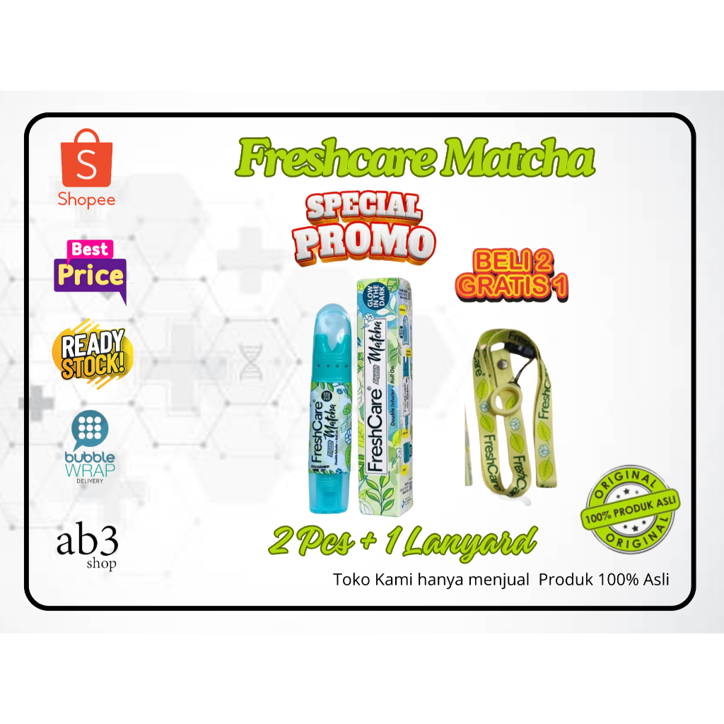 Jual FRESH CARE SMASH MATCHA FRESHCARE MATCHA DOUBLE INHALER + ROLL ON ...