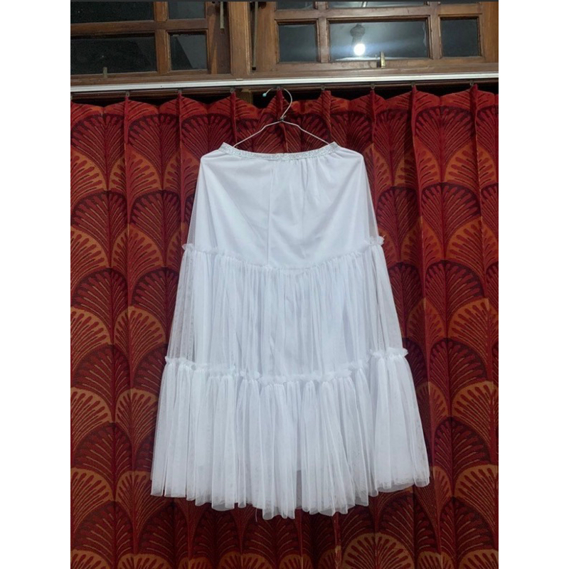 Jual rok putih white skirt tutu rempel umpak flare tile tulle tille ...