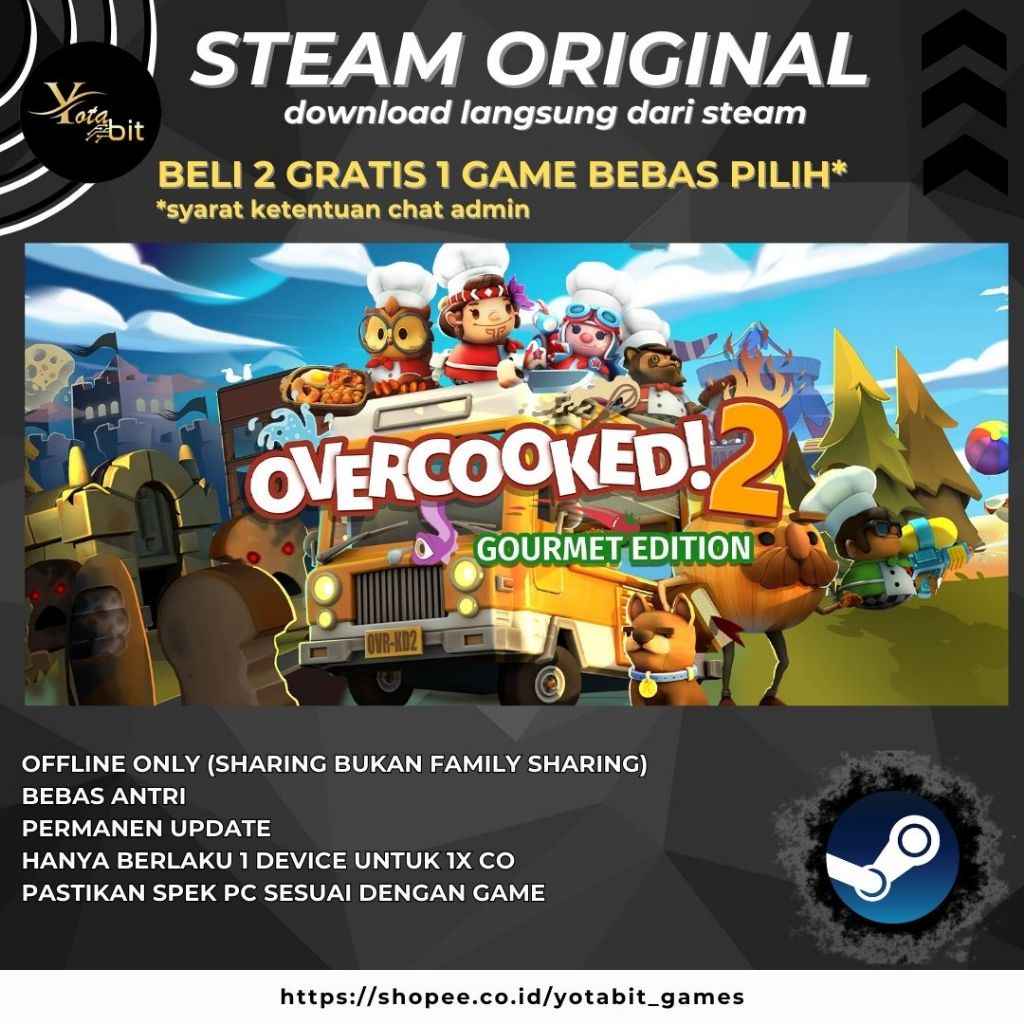 Jual Overcooked! 2 + Gourmet Edition + 3 DLC + Figment PC & MAC Sharing ...