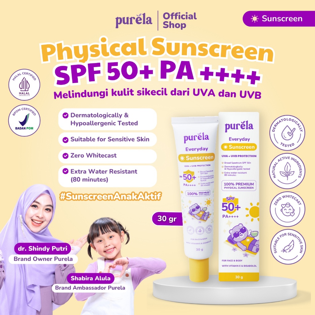 Jual [SPECIAL LAUNCHING] Purela Baby Physical Sunscreen SPF 50+ PA ...