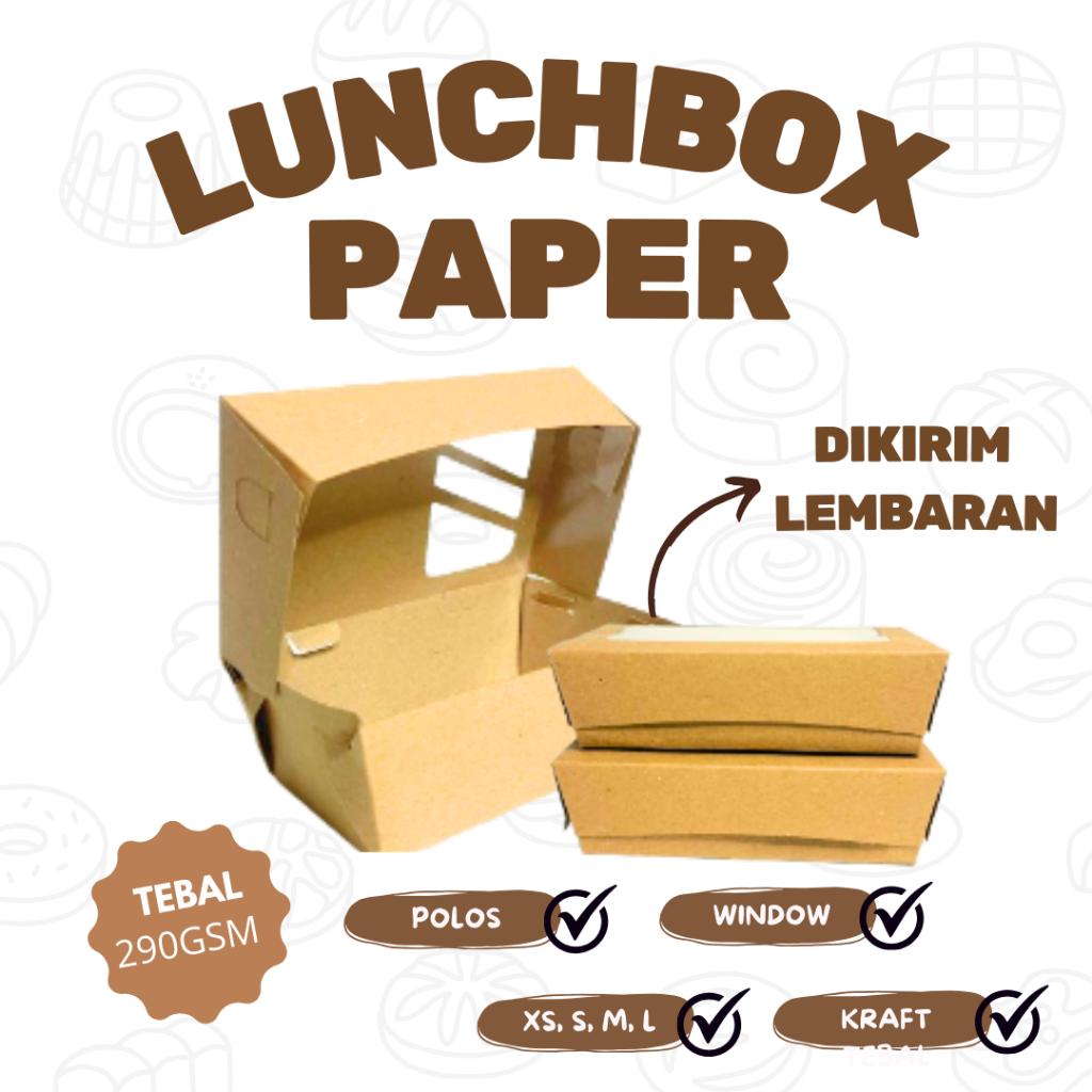 Jual Lunch Box Paper Kraft Coklat Laminasi Ukuran S/M/L Tebal 290gsm ...